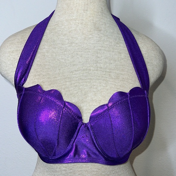 Disney | Swim | Disney Little Mermaid Sparkly Shell Pattern Bikini Top ...